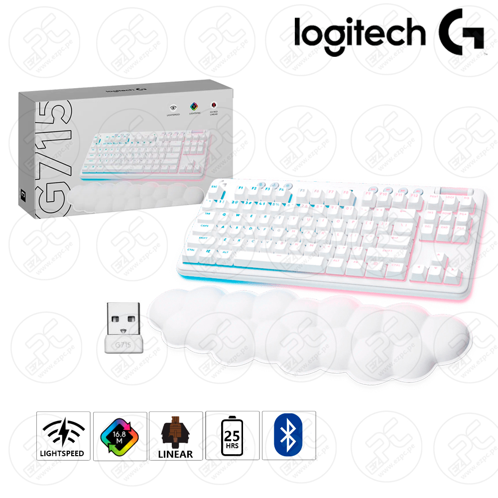 TECLADO LOGITECH G715 TKL WIRELESS MECHANICAL LINEAR RGB W/PALM REST ...
