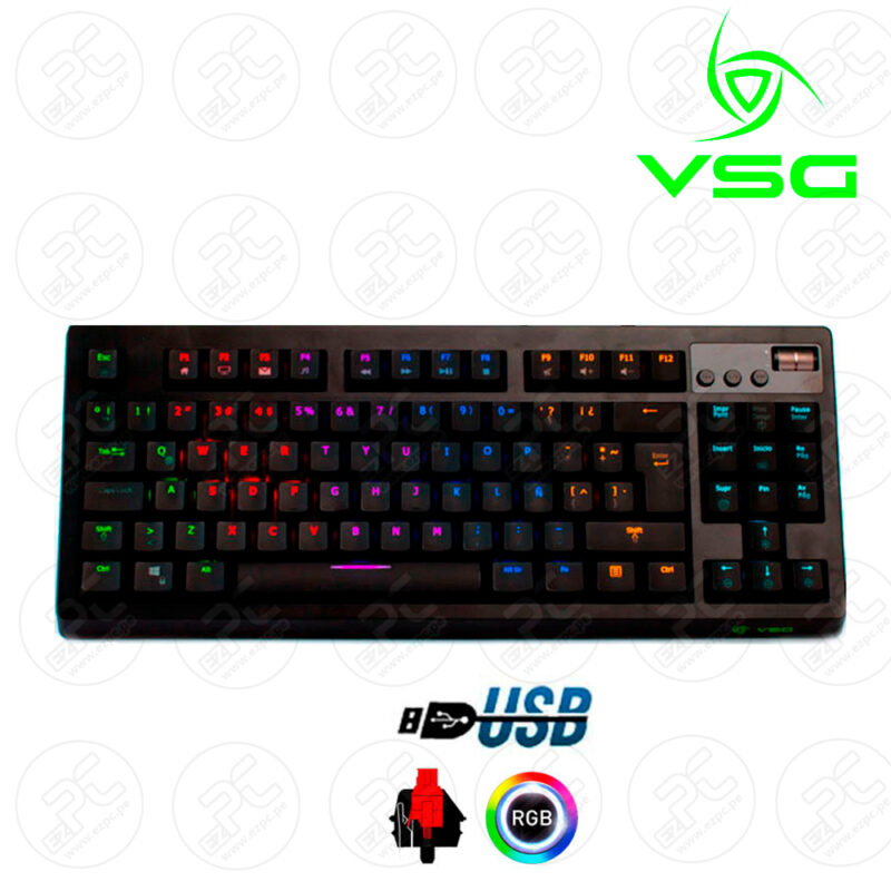 TECLADO MECANICO VSG QUASAR SWITCH RED (VG-K387-BLK-RED) NEGRO