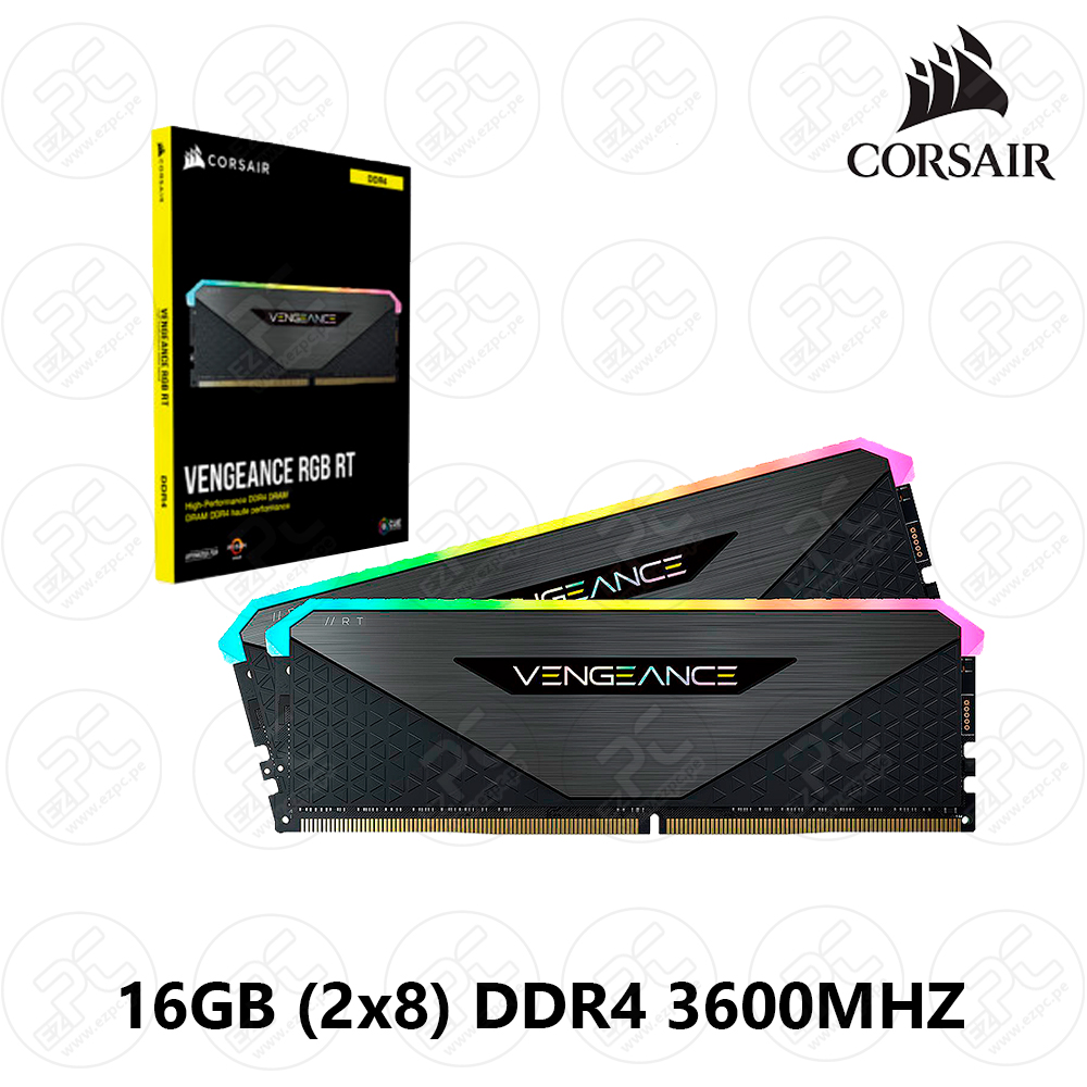 MEMORIA CORSAIR 16GB(2X8) DDR4-3600 VENGEANCE RGB RT (CMN16GX4M2Z3600C18)