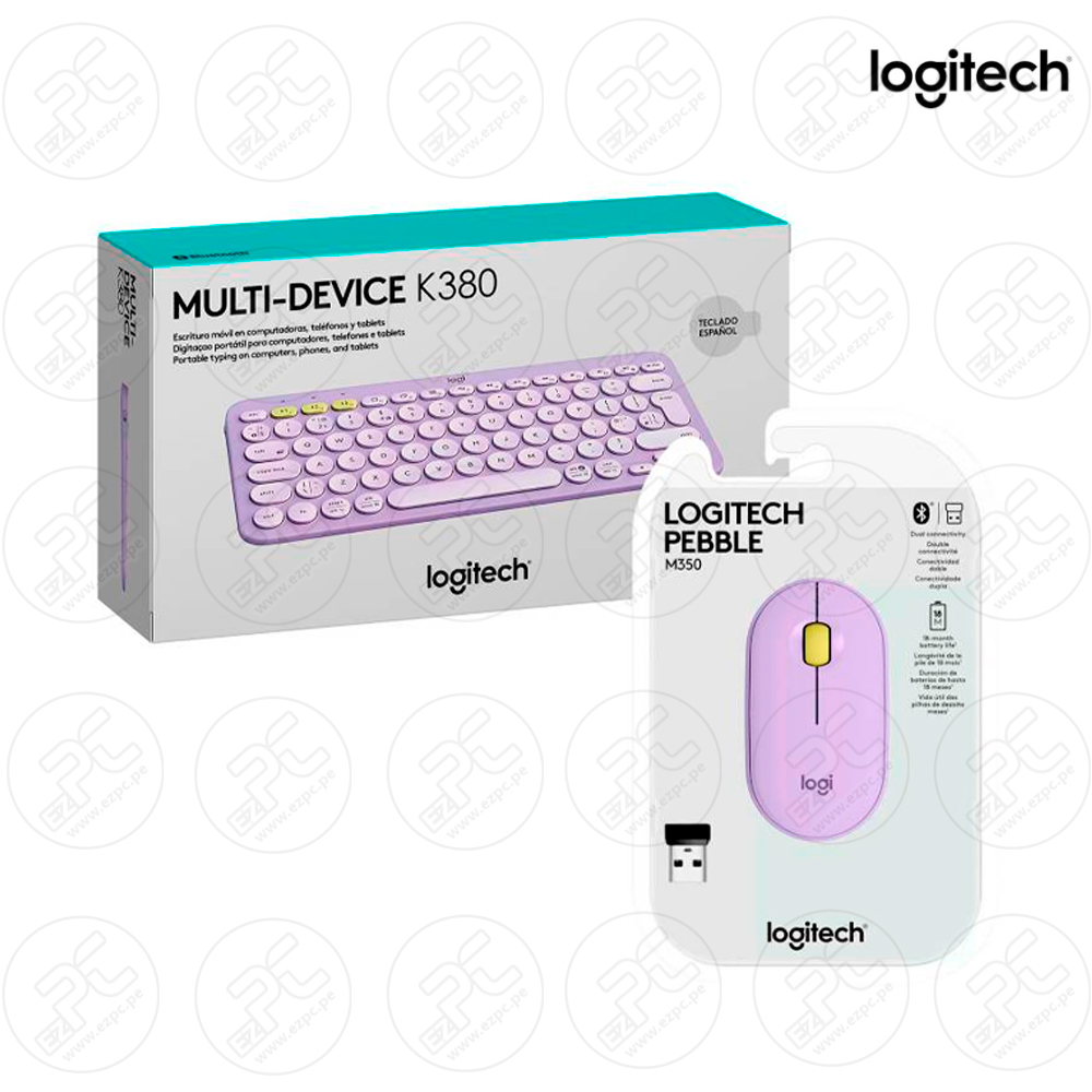 KIT LOGITECH TECLADO K380 LAVENDER 920-011150 + MOUSE PEBBLE M350 ...
