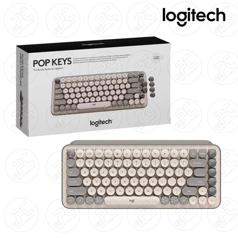 TECLADO LOGITECH POP KEYS MULTI-DEVICE WIRELESS/BT MIST SAND GRAY (920 ...